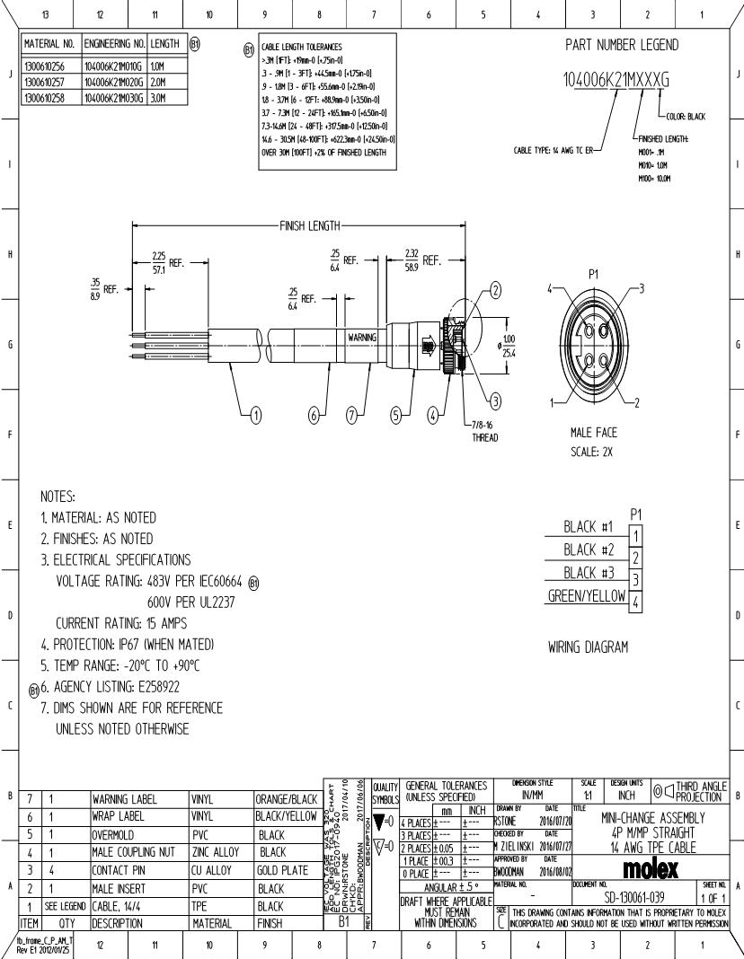 Molex Male Cable Assemblies Datasheets – Mouser
