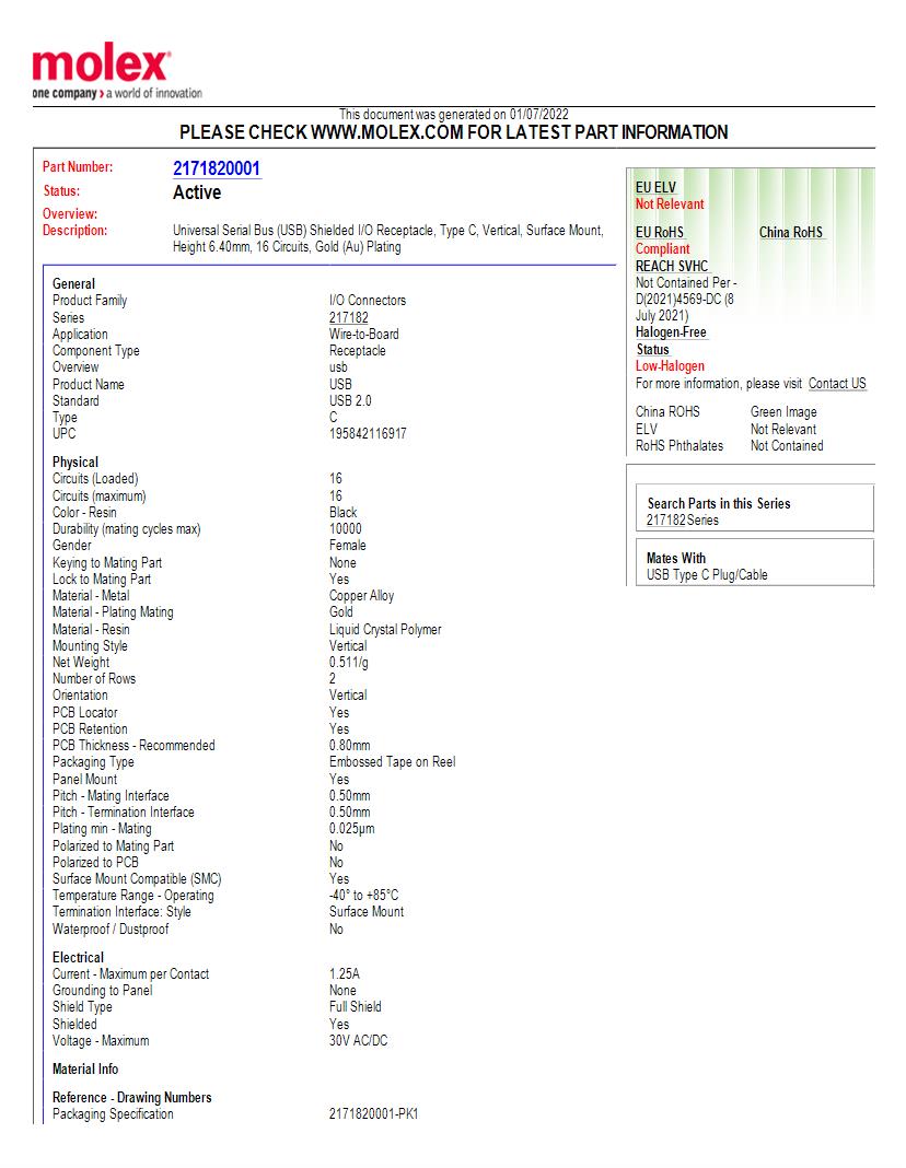 Vertical USB Type C Connectors USB Connectors Datasheets – Mouser