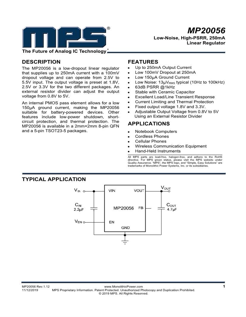 Monolithic Power Systems (MPS) SMD/SMT Semiconductors Datasheets – Mouser