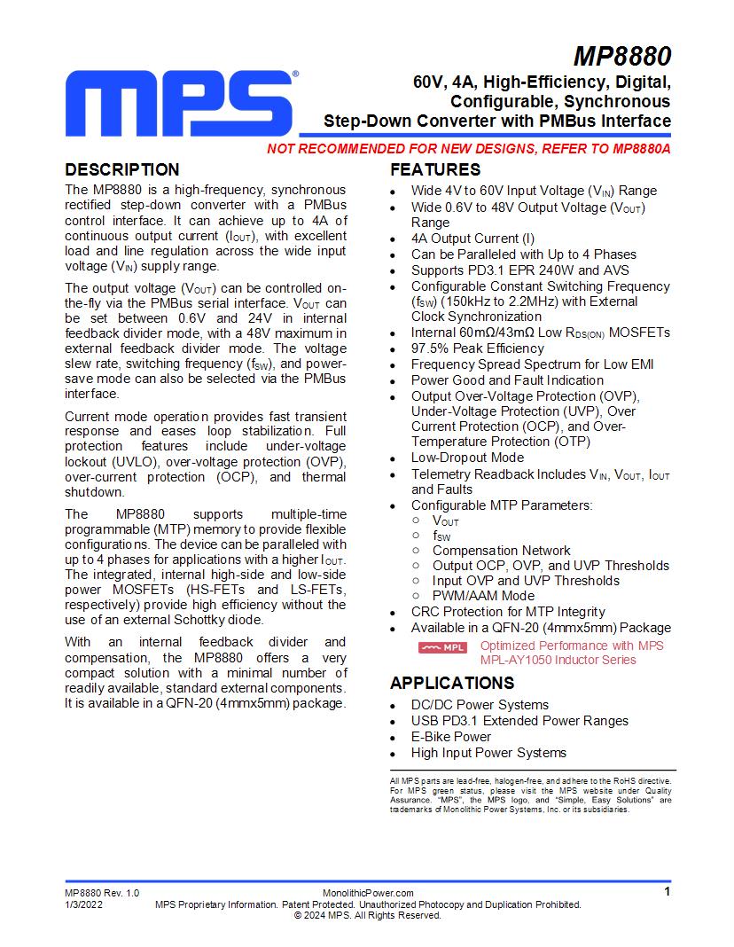 Monolithic Power Systems (MPS) Datasheets – Mouser