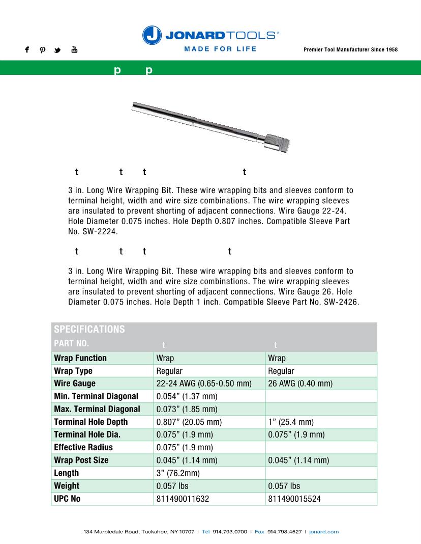 Bits Tools Datasheets – Mouser