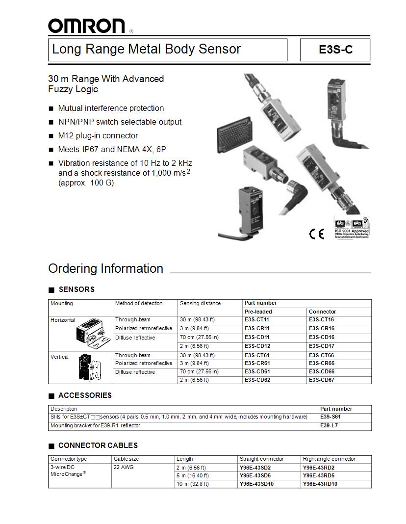 Photocell Sensor Data Sheet E3FA RP21 F2 OMS Datasheet Photoelectric