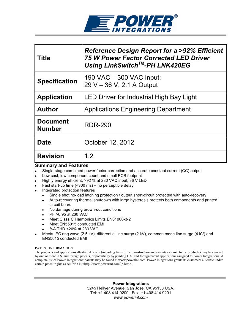 Power Integrations Optoelectronics Datasheets – Mouser