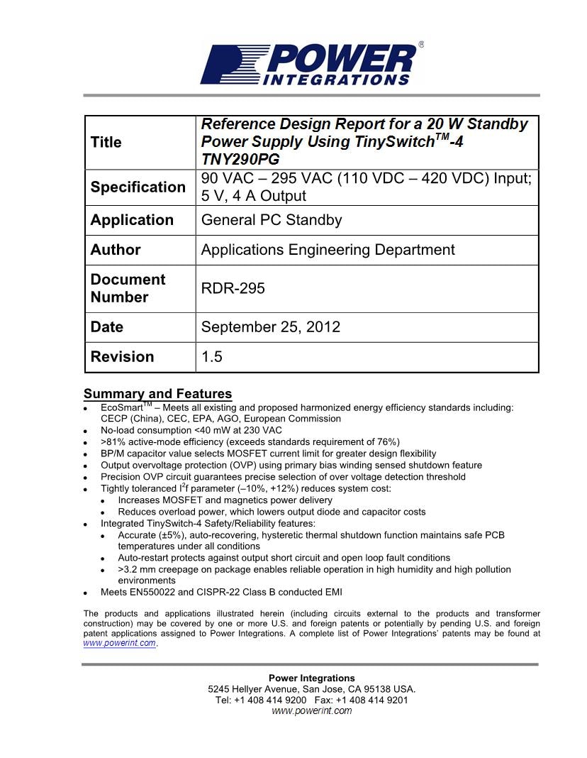 Power Integrations Optoelectronics Datasheets – Mouser