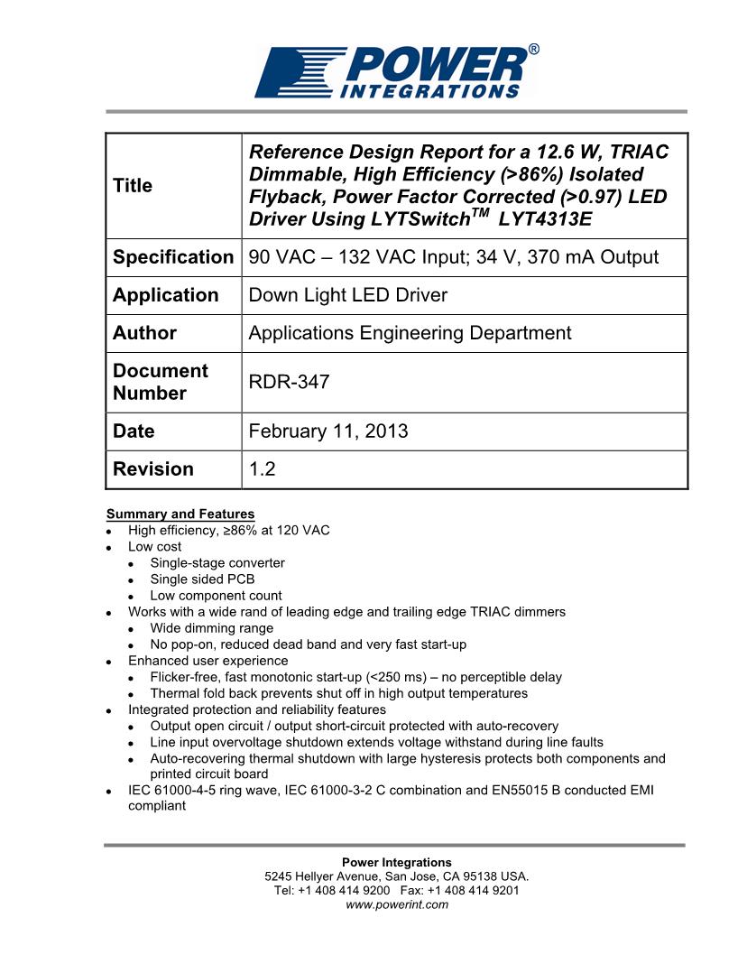 Power Integrations Optoelectronics Datasheets – Mouser