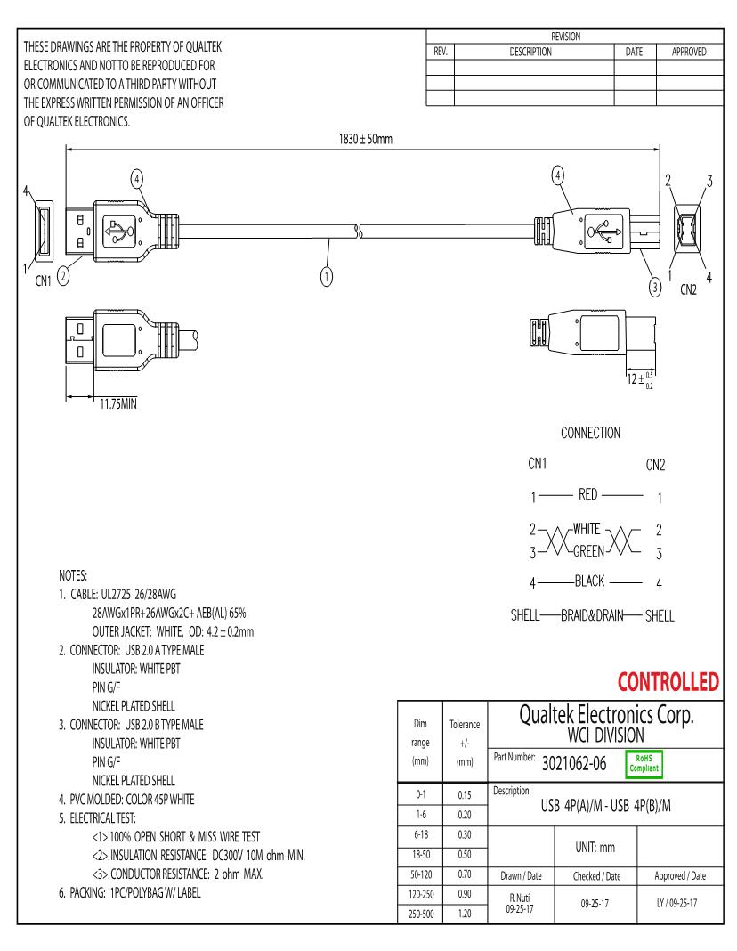 USB Cables USB 2.0 USB Type A USB Type B Male / Male USB Cables / IEEE ...