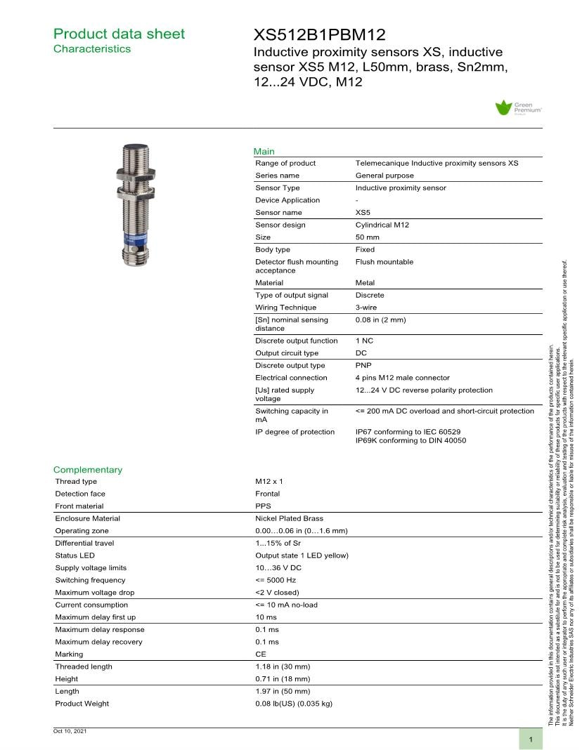 PNP-NC Inductive Proximity Sensors Datasheets – Mouser