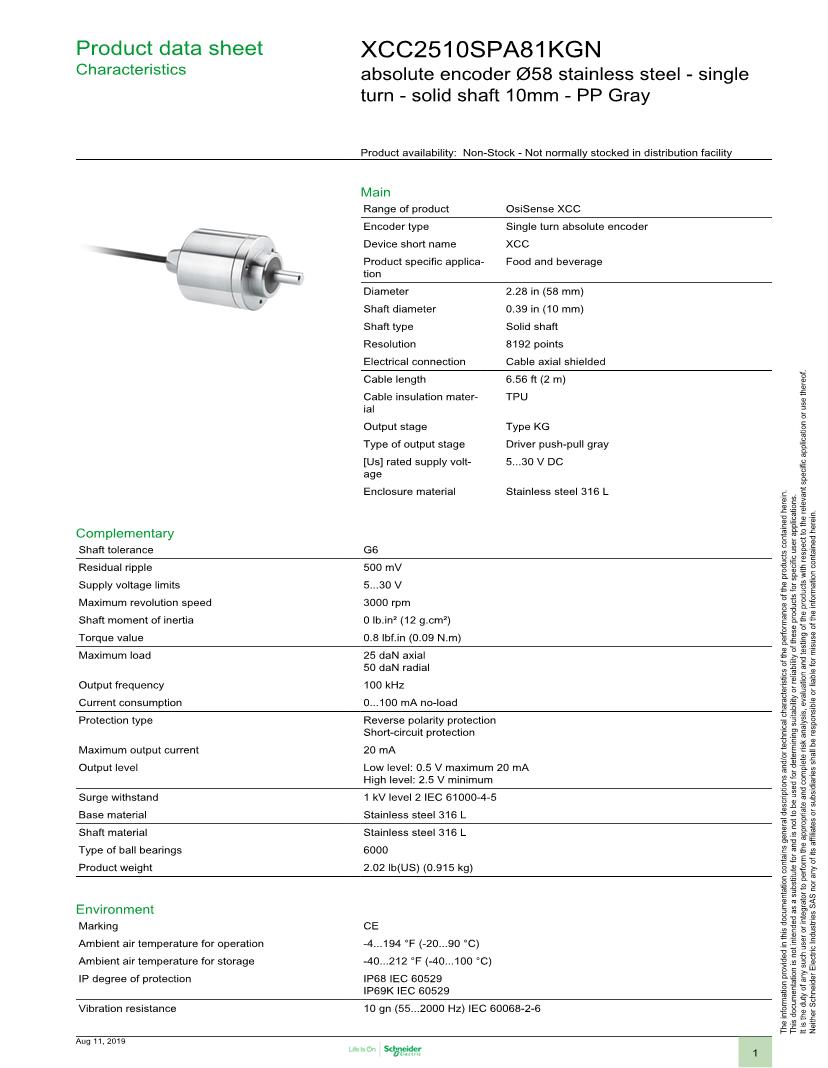 XCC Series Encoders Datasheets – Mouser