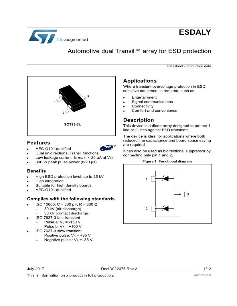 Search results for: ESDA25L ESD Protection Diodes / TVS Diodes Datasheets – Mouser