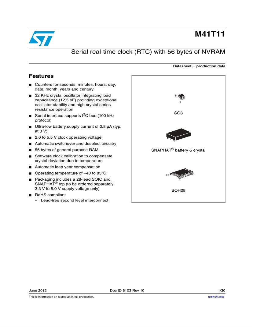 Search results for: M41T11MH6 Real Time Clock Datasheets – Mouser