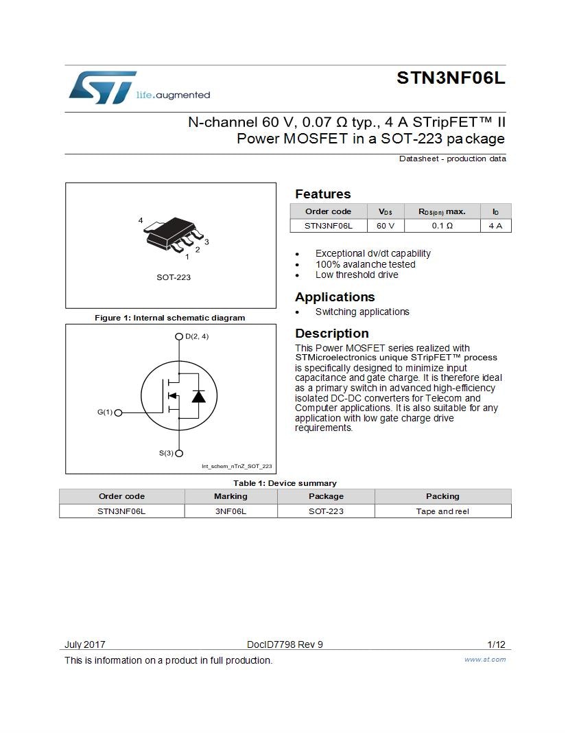 STMicroelectronics N-Channel Semiconductors Datasheets – Mouser