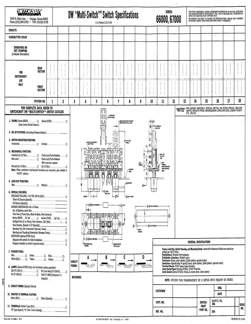 Switchcraft Square Electromechanical Datasheets – Mouser