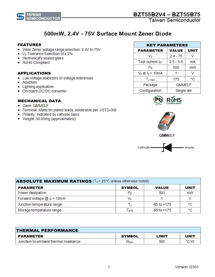 Zener Diode Datasheet