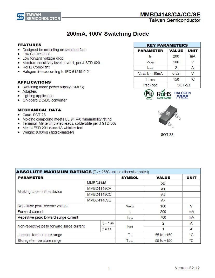4148 Diode Datasheet