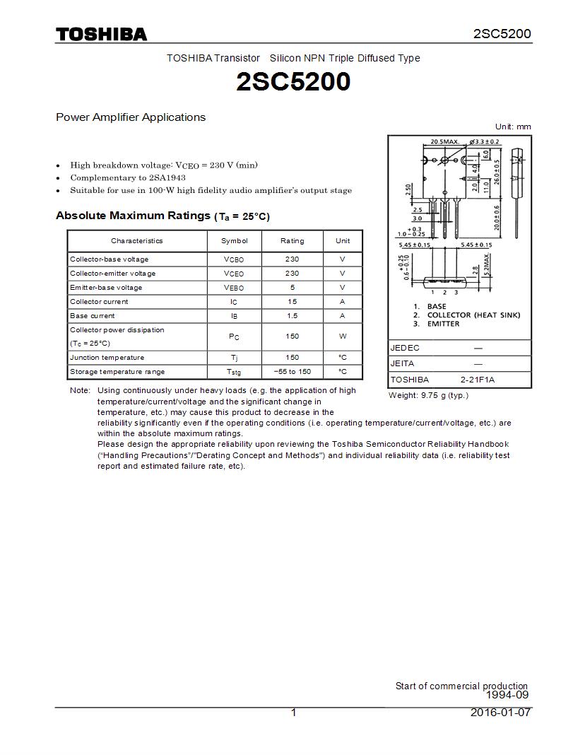 Transistor Toshiba 5200 Datasheet Wholesale Sale | www.oceanproperty.co.th