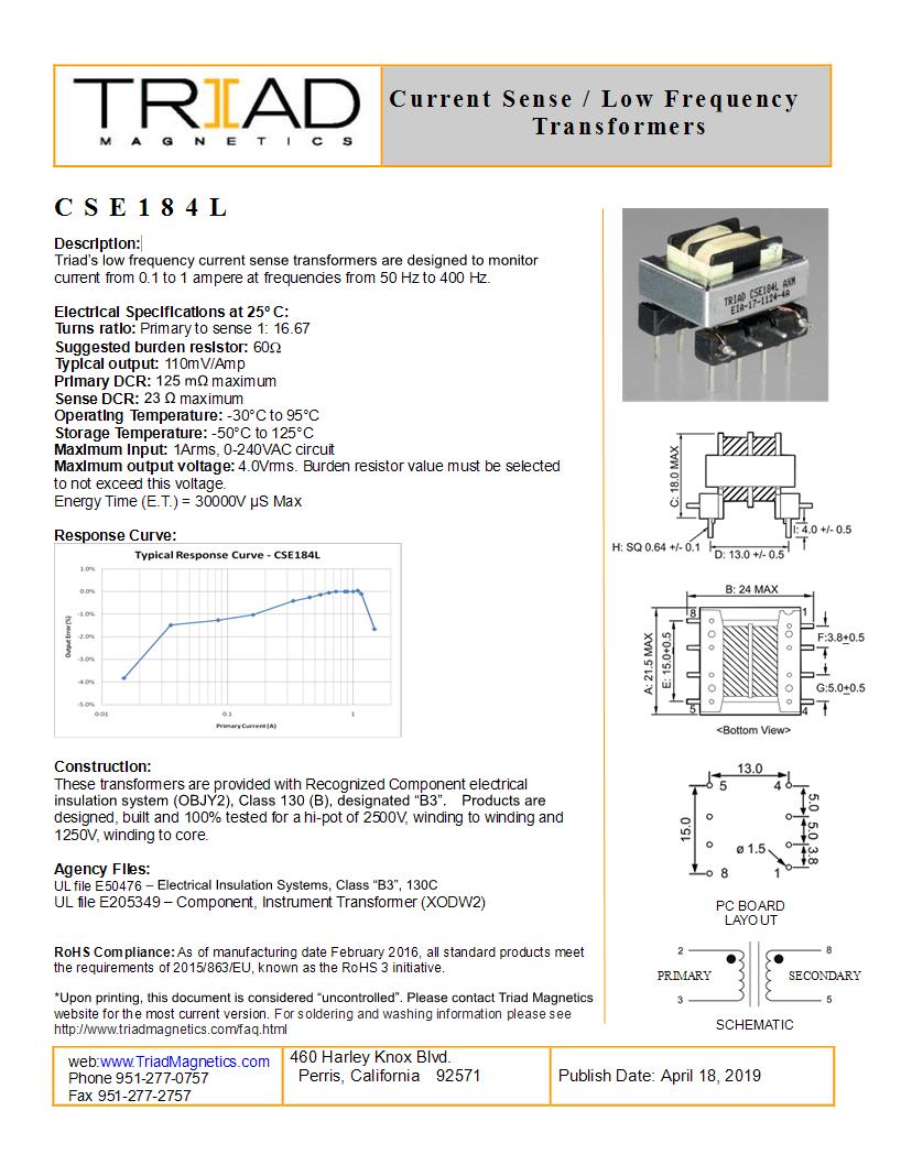 Triad Magnetics Current Transformers Datasheets – Mouser