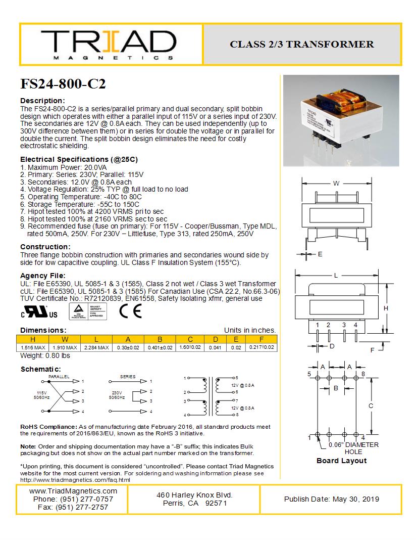Triad Magnetics Power Transformers Datasheets – Mouser