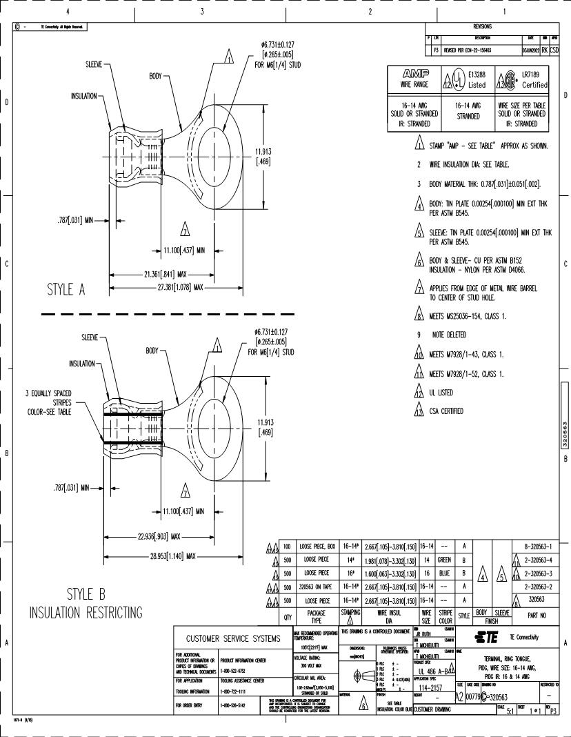 TE Connectivity MS25036 Series Terminals Datasheets – Mouser