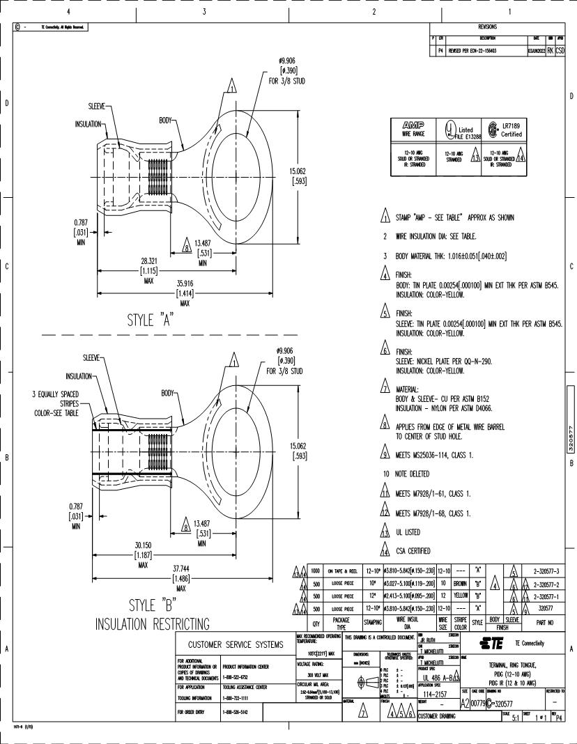 TE Connectivity MS25036 Series Terminals Datasheets – Mouser
