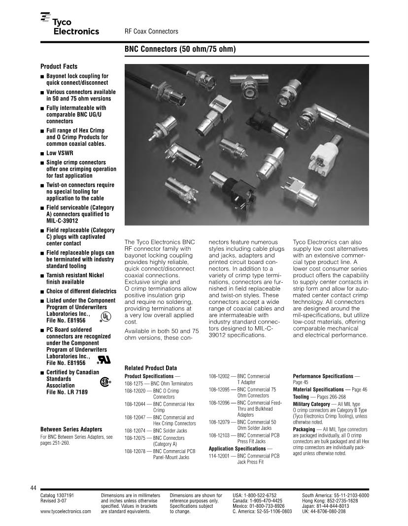 RF Connectors / Coaxial Connectors Datasheets – Mouser