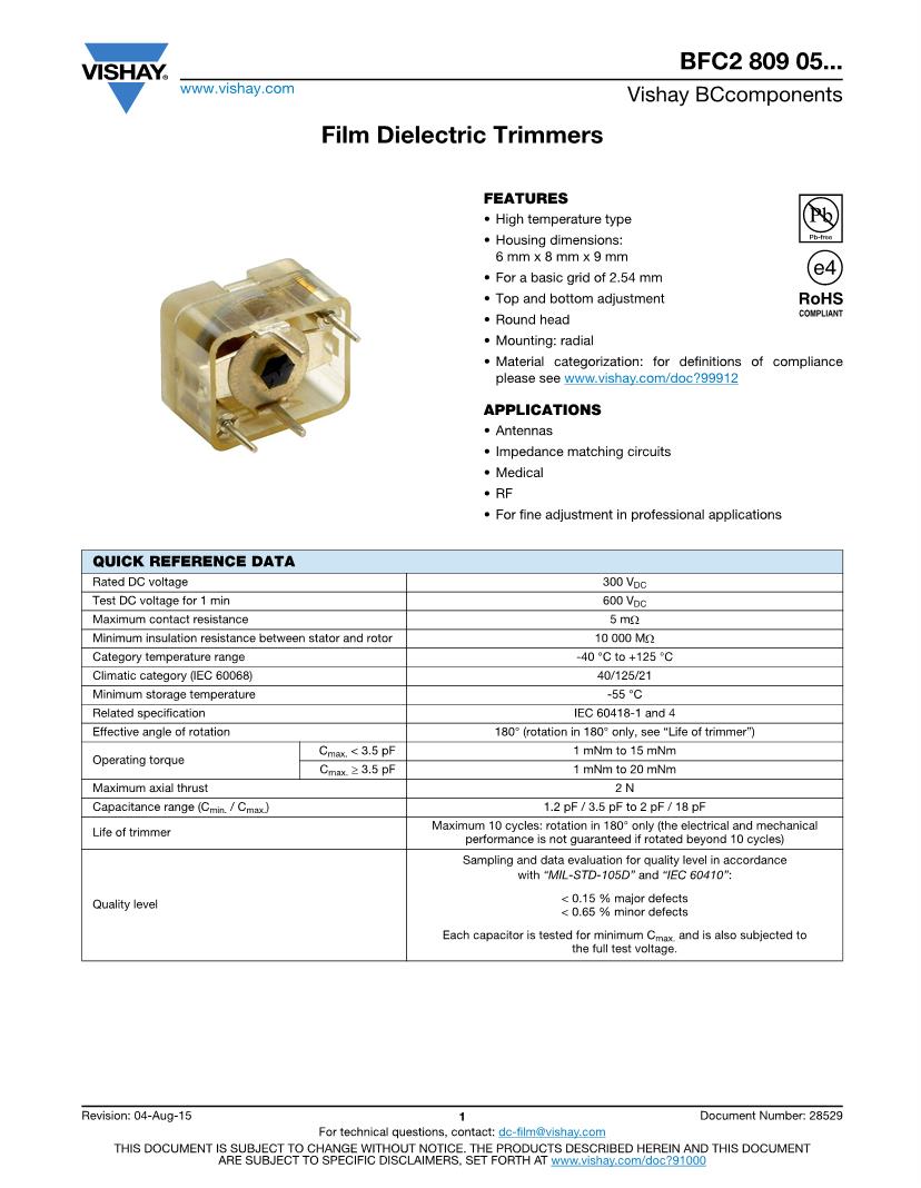 Variable Capacitor Datasheet