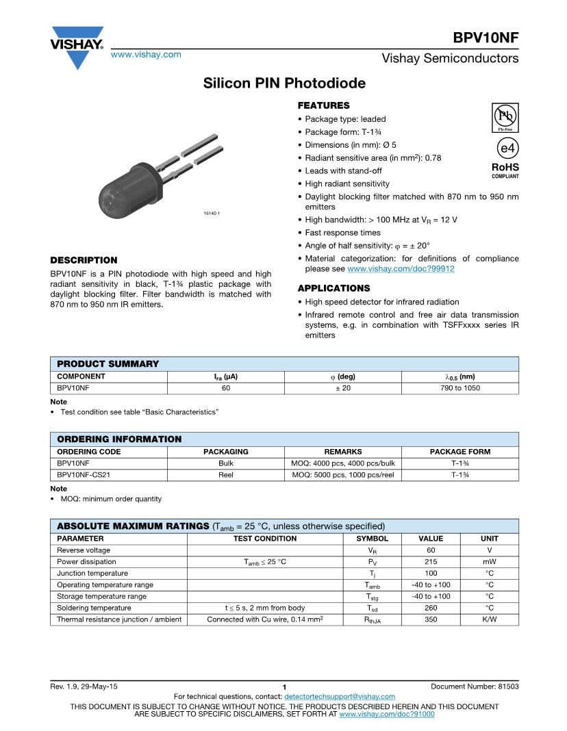 Ir Photodiode Datasheet