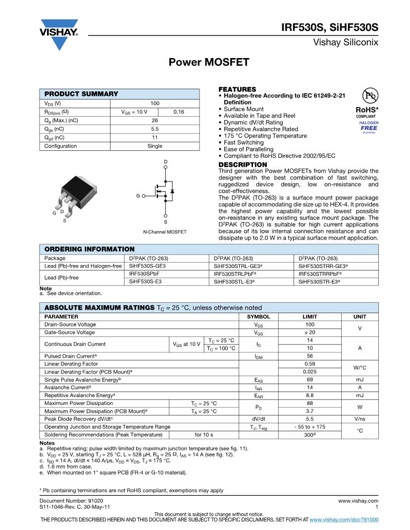 IRF530 MOSFET | Mouser