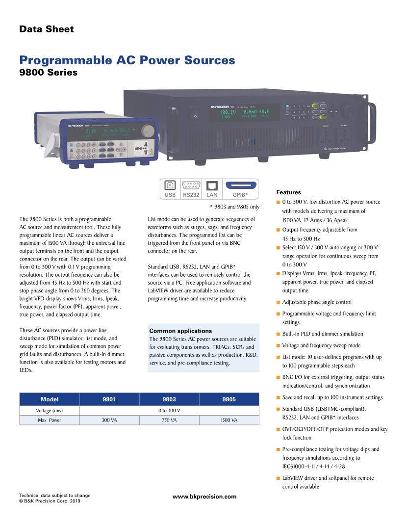 AC Power Supplies Bench Top Power Supplies Datasheets – Mouser