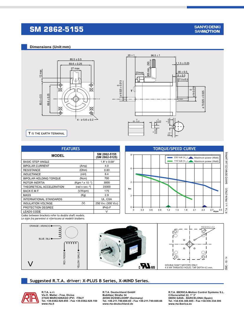 Sanyo Denki SANMOTION Stepper Motors Datasheets – Mouser