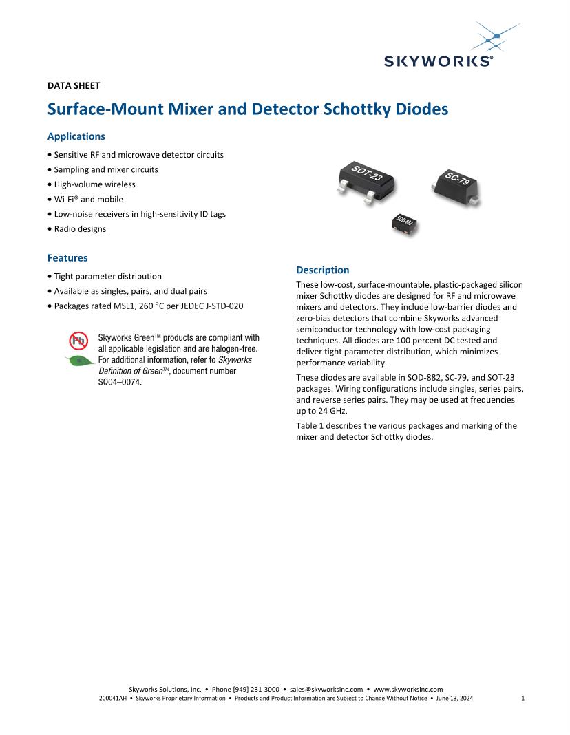 Schottky Diodes Discrete Semiconductors Datasheets – Mouser