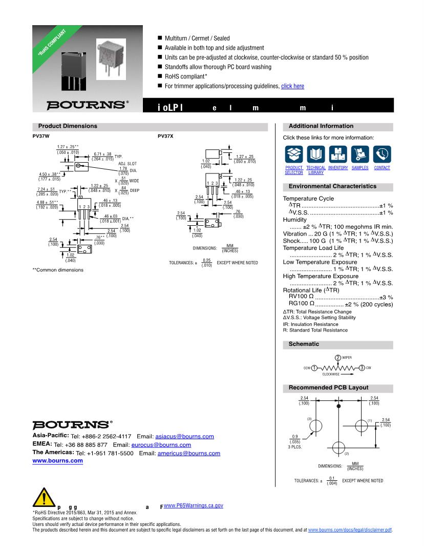 Variable Resistor Datasheet