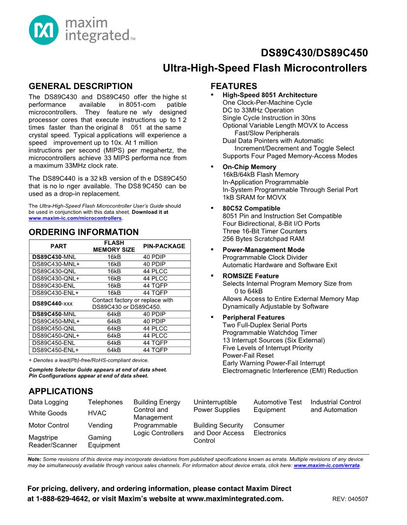 8051 Datasheet