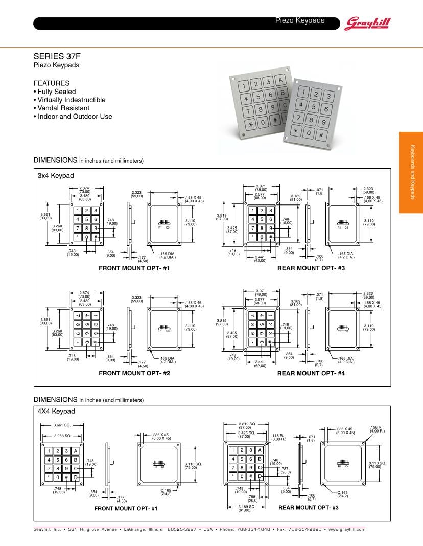 Keypad Electromechanical Datasheets – Mouser