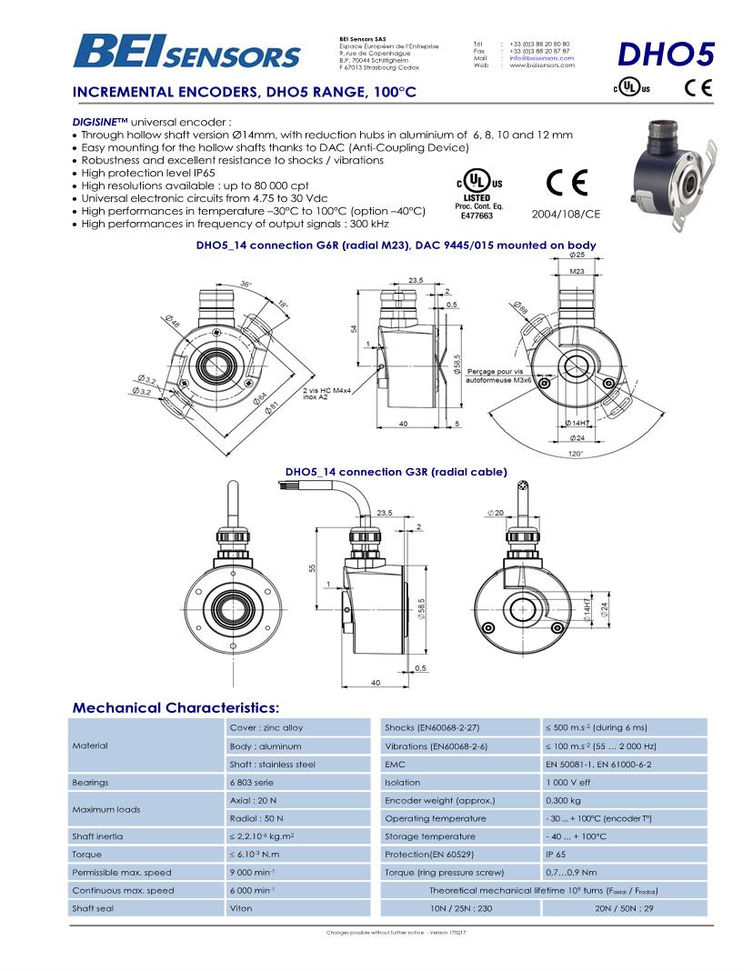 DHO5 Series Encoders Datasheets – Mouser