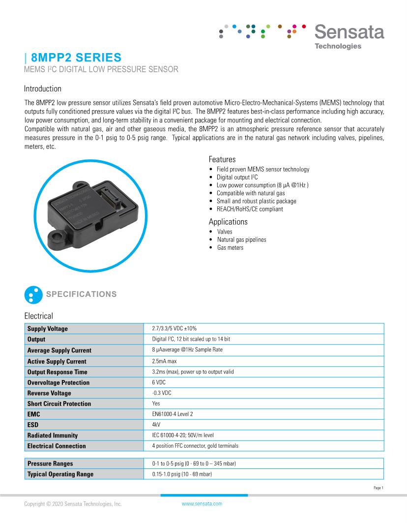 Board Mount Pressure Sensors Datasheets – Mouser