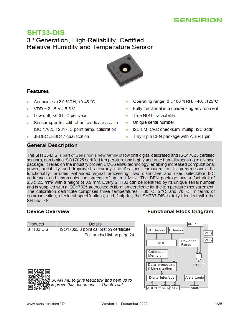 Sensors Datasheets – Mouser