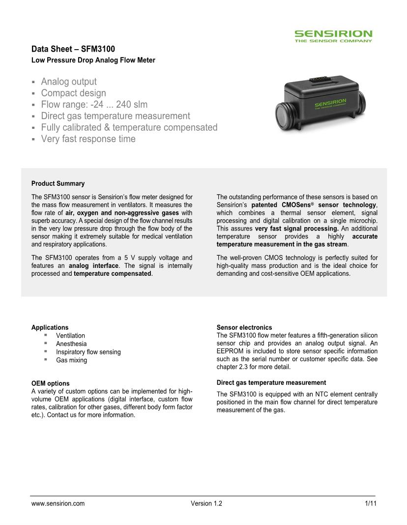 Mass Air Flow Sensor Flow Sensors Datasheets – Mouser