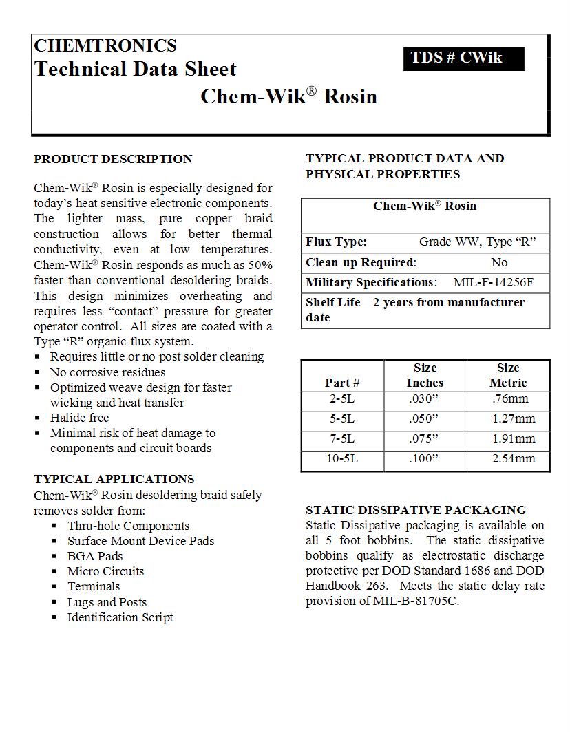 Chemtronics Tools & Supplies Datasheets – Mouser