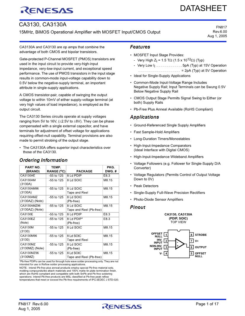 Lot of 90 RCA CA3130S Op Amps New Old Stock 1980s Date Code BiMOS ...