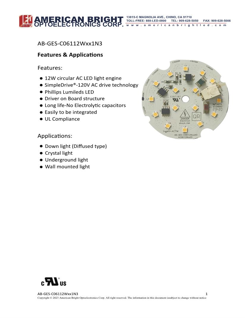 American Bright LED Datasheets – Mouser