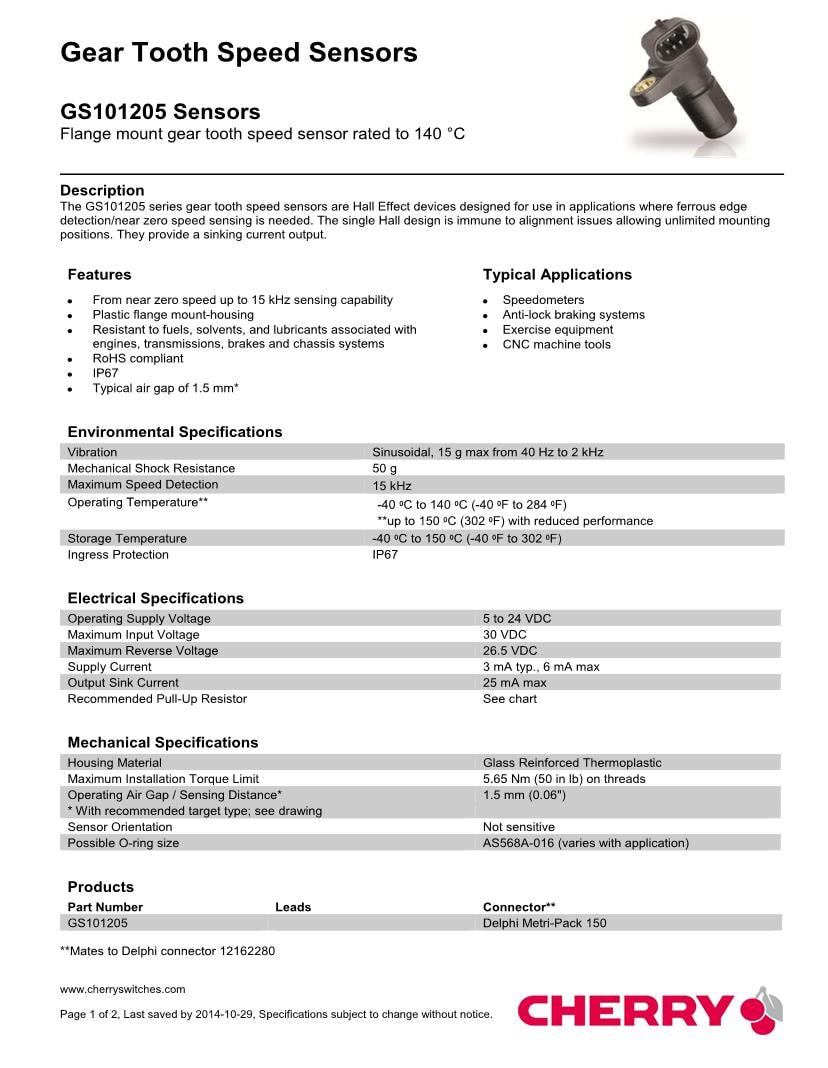 Speed Sensors Datasheets – Mouser