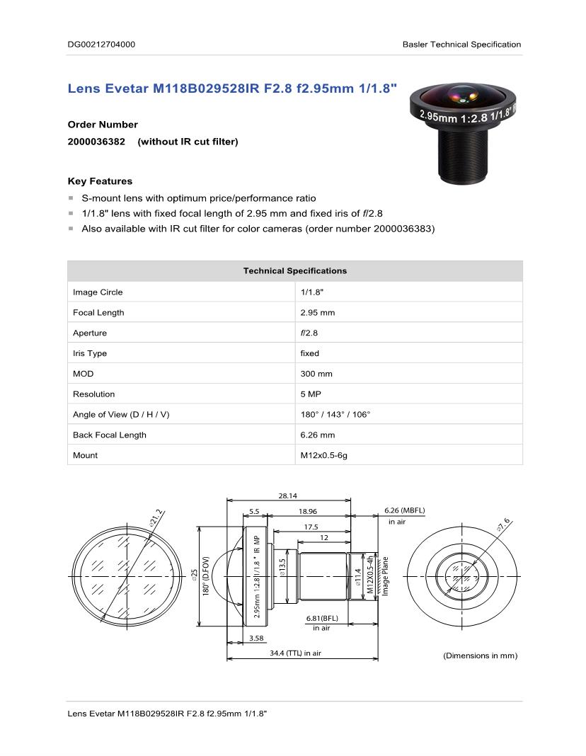Lens Camera Lenses Datasheets – Mouser