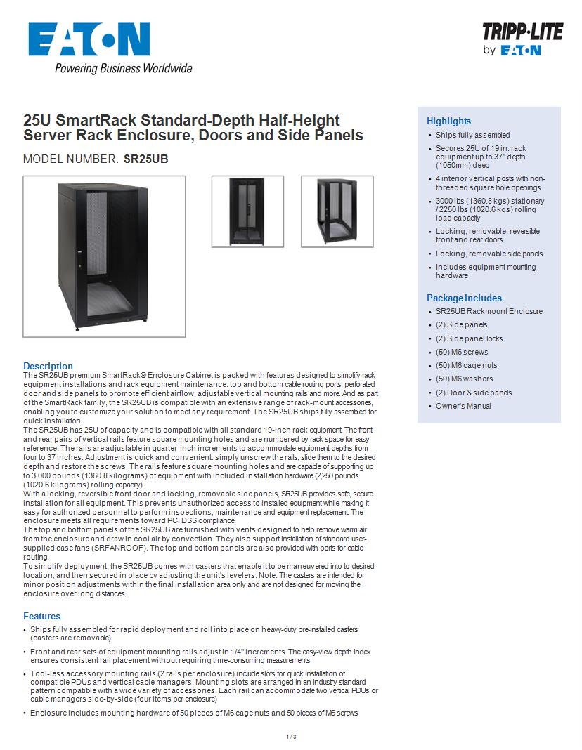 Tripp Lite 25u Rack Enclosure Server Cabinet | Cabinets Matttroy