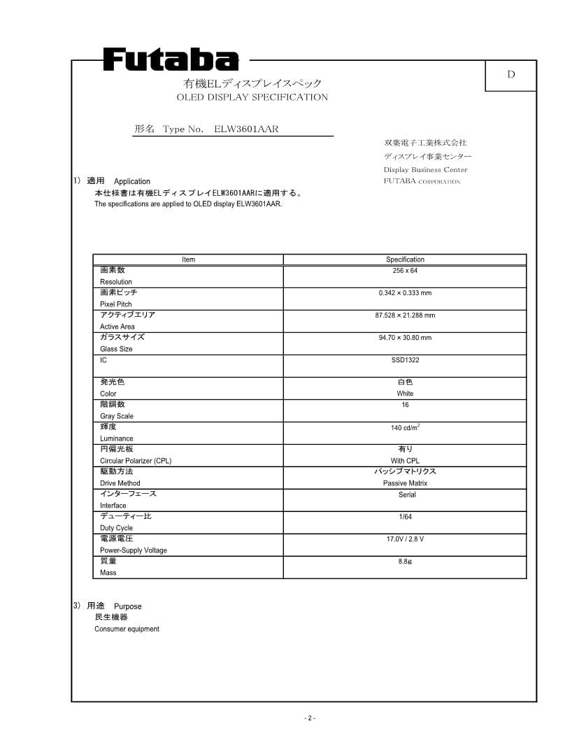 Futaba Displays Datasheets – Mouser