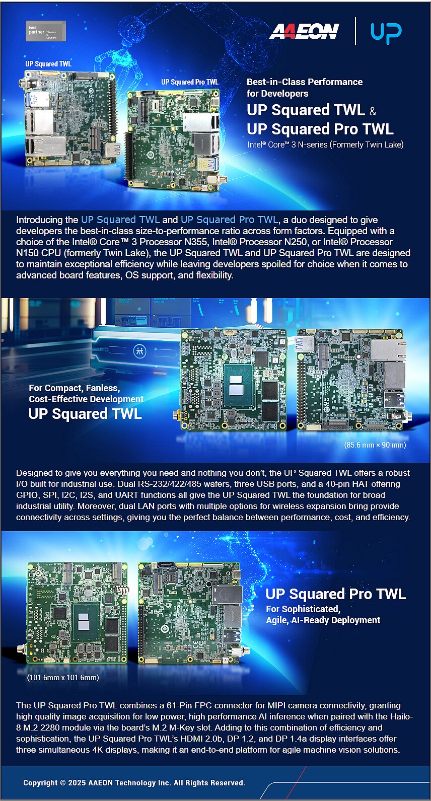 Squared Pro TWL AI-Ready SBC - AAEON UP | Mouser