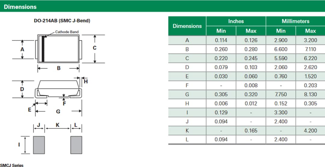 SMCJ TVS 1500W Diodes - Littelfuse | Mouser SMCJ TVS 1500W Diodes - Littelfuse | Mouser