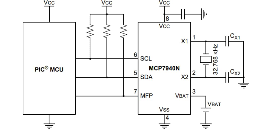 Mcp7940n Real Time Clockcalendar Rtcc Microchip Technology Mouser 