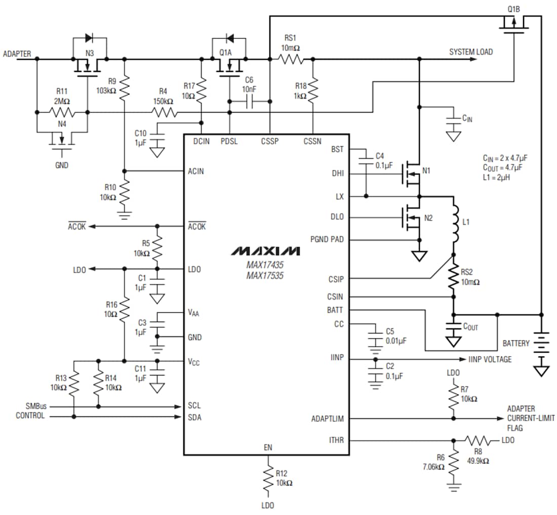 MAX17435 SMBus Chargers - Analog Devices / Maxim Integrated | Mouser