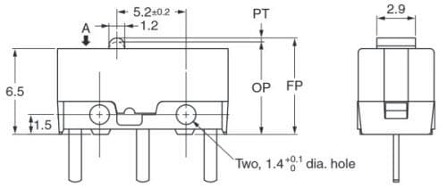D2FS Ultra Subminiature Basic Switch - Omron Electronics | Mouser