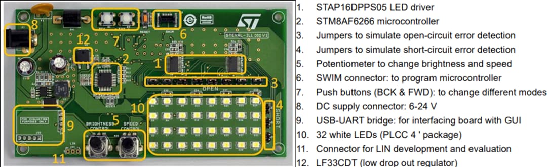 STEVAL-ILL060V1 LED Array Driver Evaluation Board - STMicro | Mouser